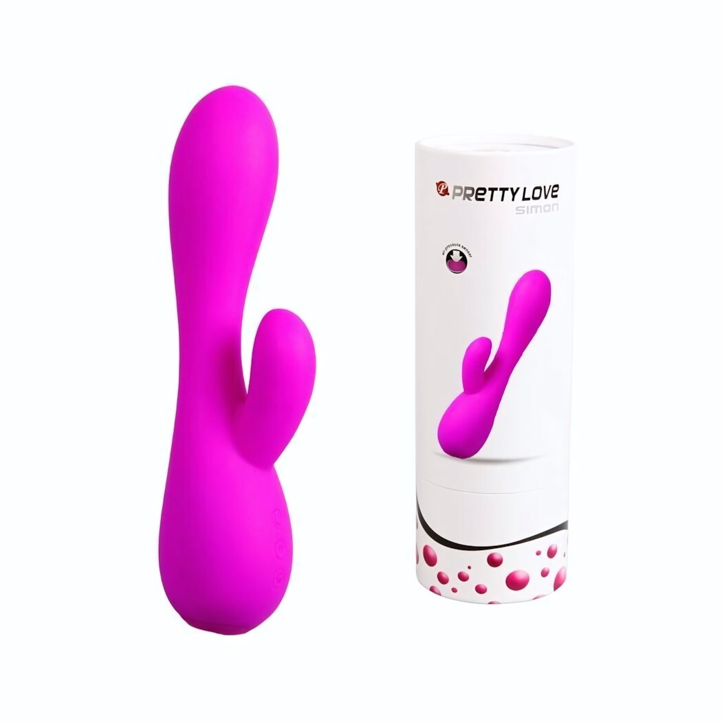 Вибратор-кролик Simon 17.8 см, силикон, лиловый, 12 функций, USB зарядка