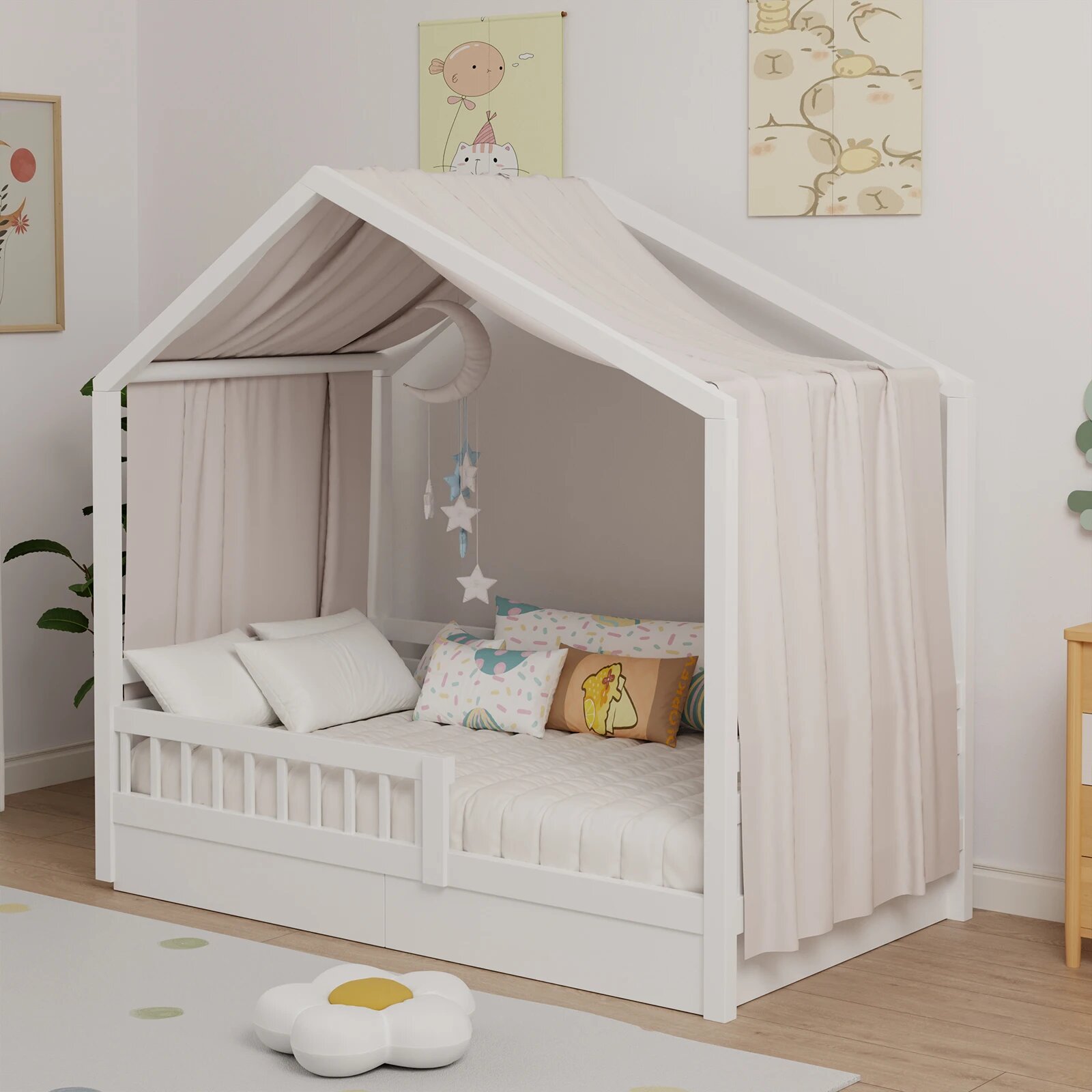 Балдахин для кровати из хлопка 135X350cm, Camel