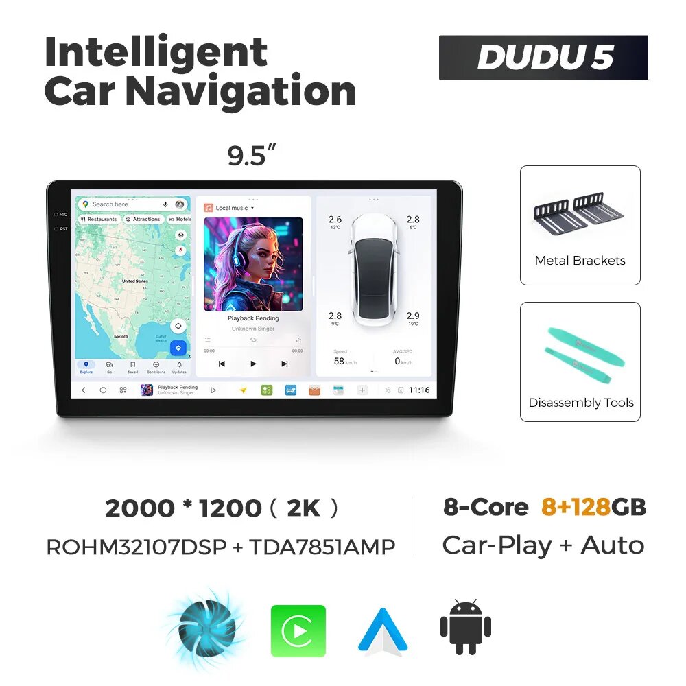DUDUAUTO DUDU3 DUDU4 DUDU5 DUDU6 DUDU7 2 Дин стереоприемник беспроводный Carplay Android Авто интеллектуальная система 9.5/10.36inch автомобильное радио универсальный видеоплеер для Toyota Kia Hyundai 9.5 DUDU5 8 128