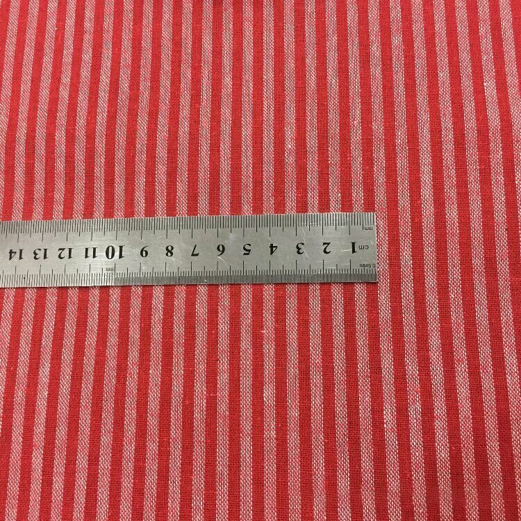 Ярго полосатая хлопковая льняная ткань Red and red