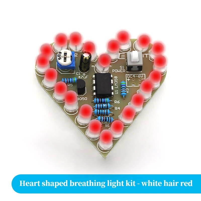 Heart Breathing Light Kit - White Hair Red