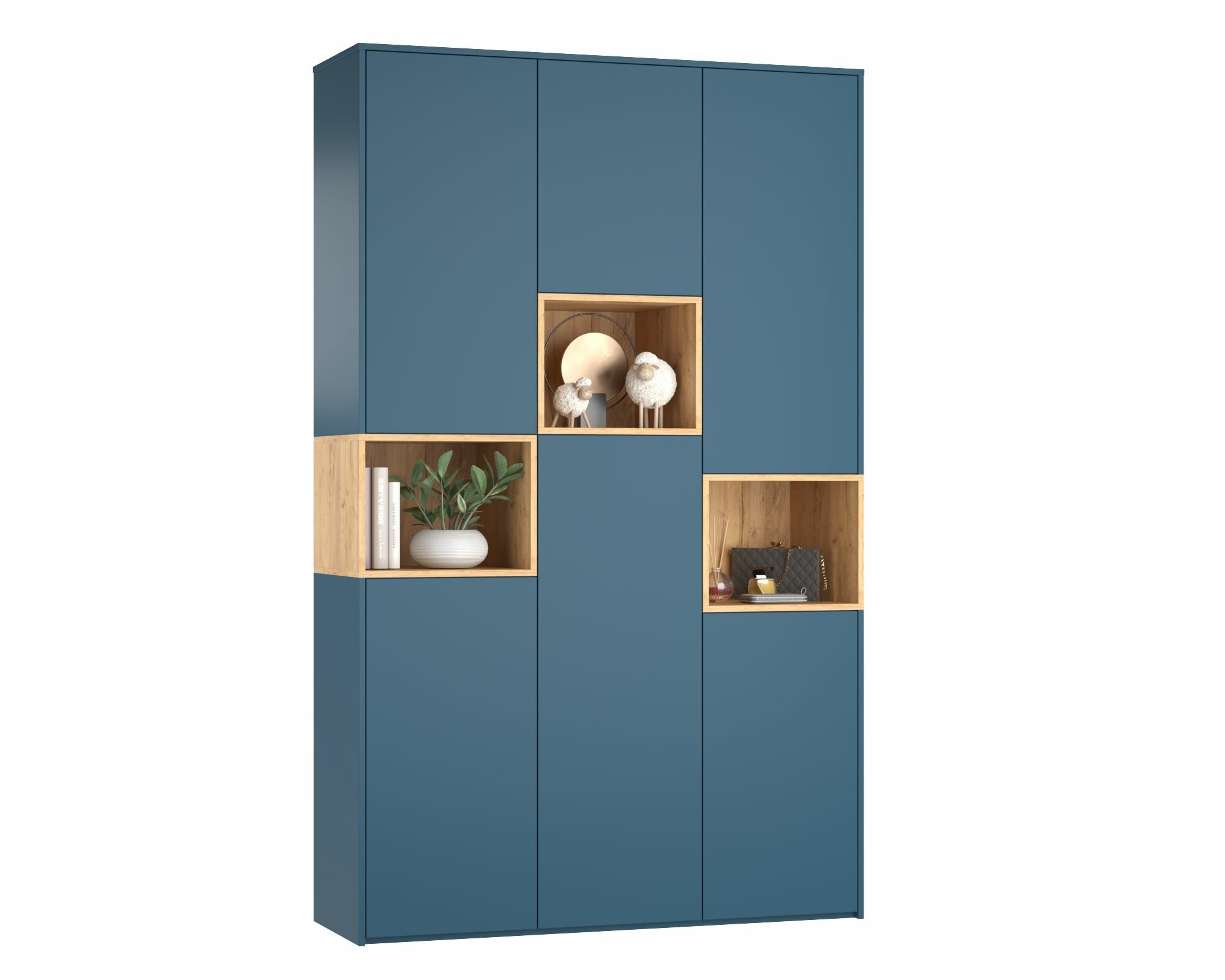 Шкаф распашной для одежды "Рокки 16" 135х220х55 Альби Полуночно-синий / Дуб крафт золотой