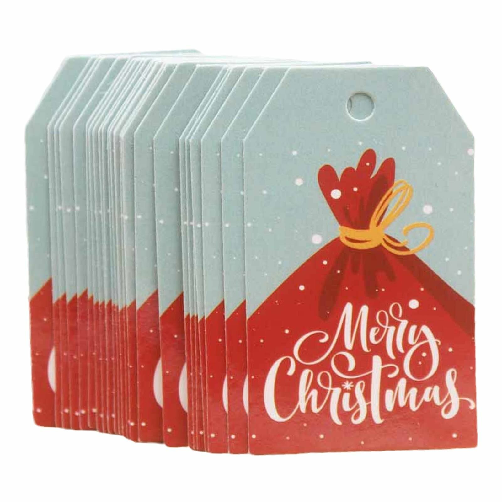 Набор из 100 листов, рождественская милая бирка с принтом-белый-подарочная упаковка