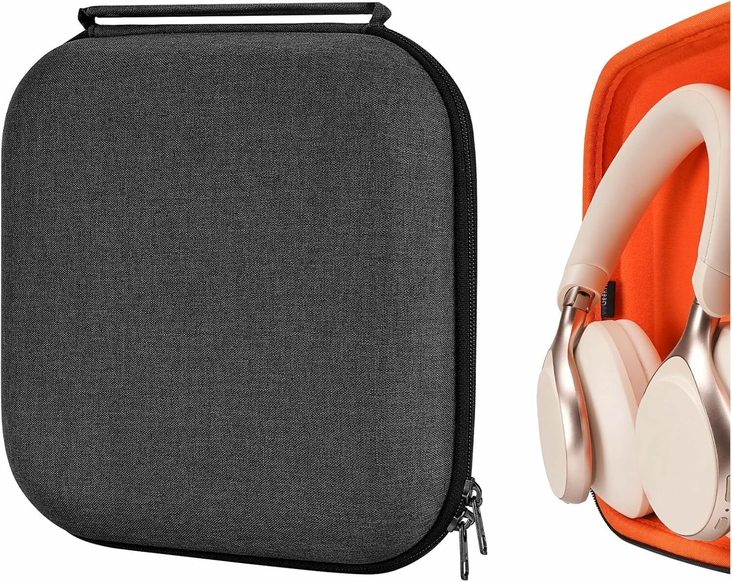 Твердый дорожный футляр для наушников-вкладышей, совместимый с Audeze Maxwell, Anker Soundcore SpaceOne Pro, Sony WH-1000XM5 (темно-серый)