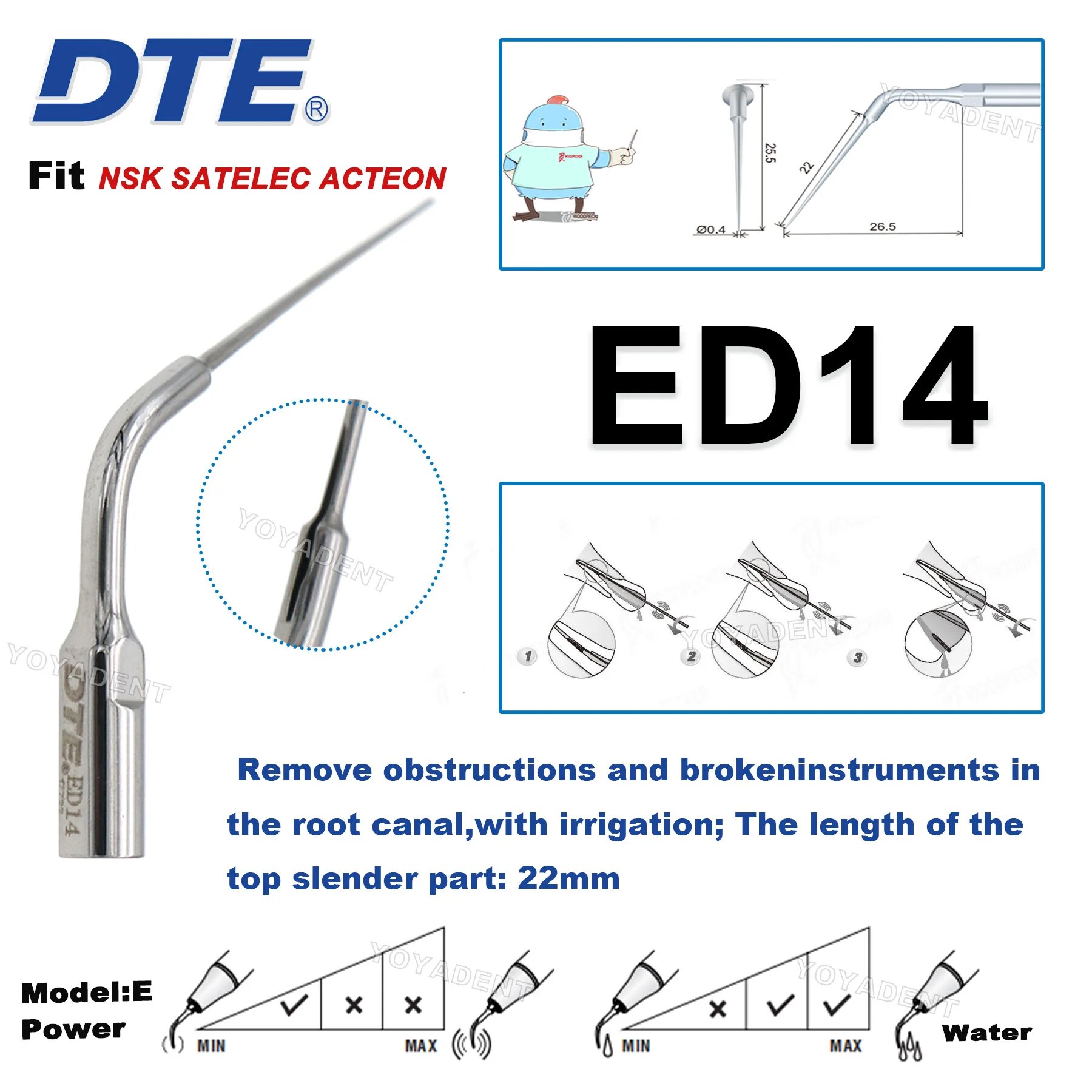 Насадки для стоматологического скалера Woodpecker DTE ED14 1PC