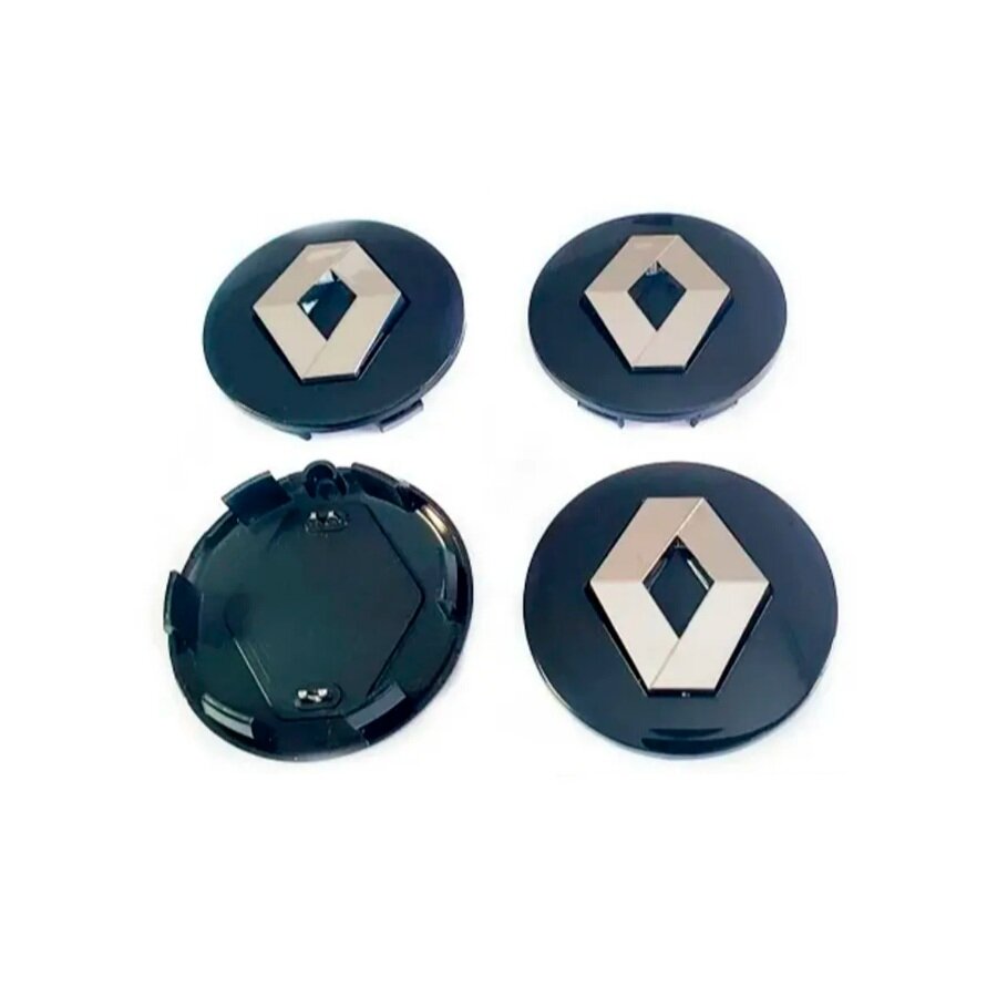Центральные колпачки на диски (ступицы) Renault, 57мм, черный серебро, 4шт