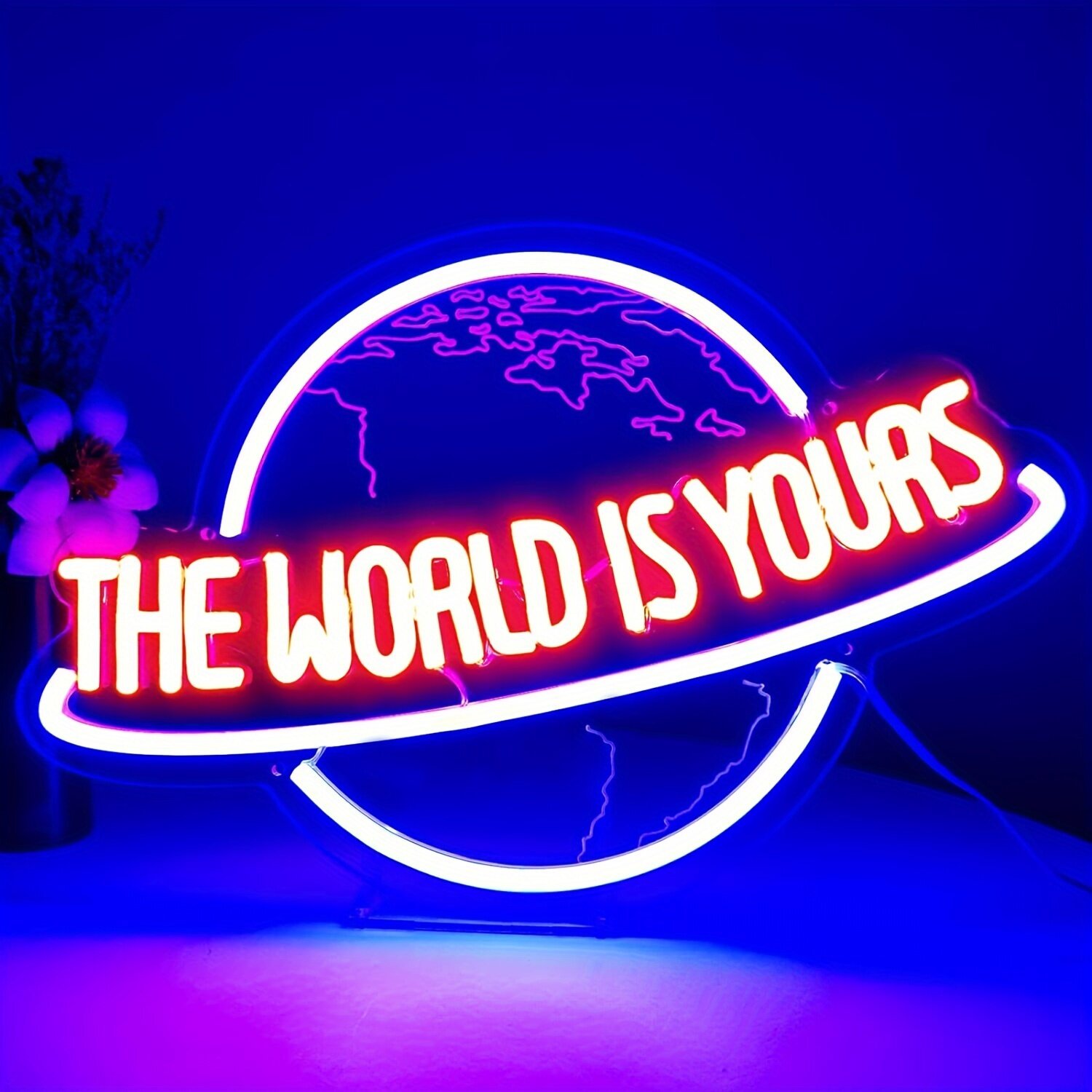 Неоновая вывеска Neon Planet «Весь мир принадлежит тебе» — светодиодная неоновая подсветка для украшения стен, мужской комнаты, домашнего бара, с управлением выключателем, питание от USB.