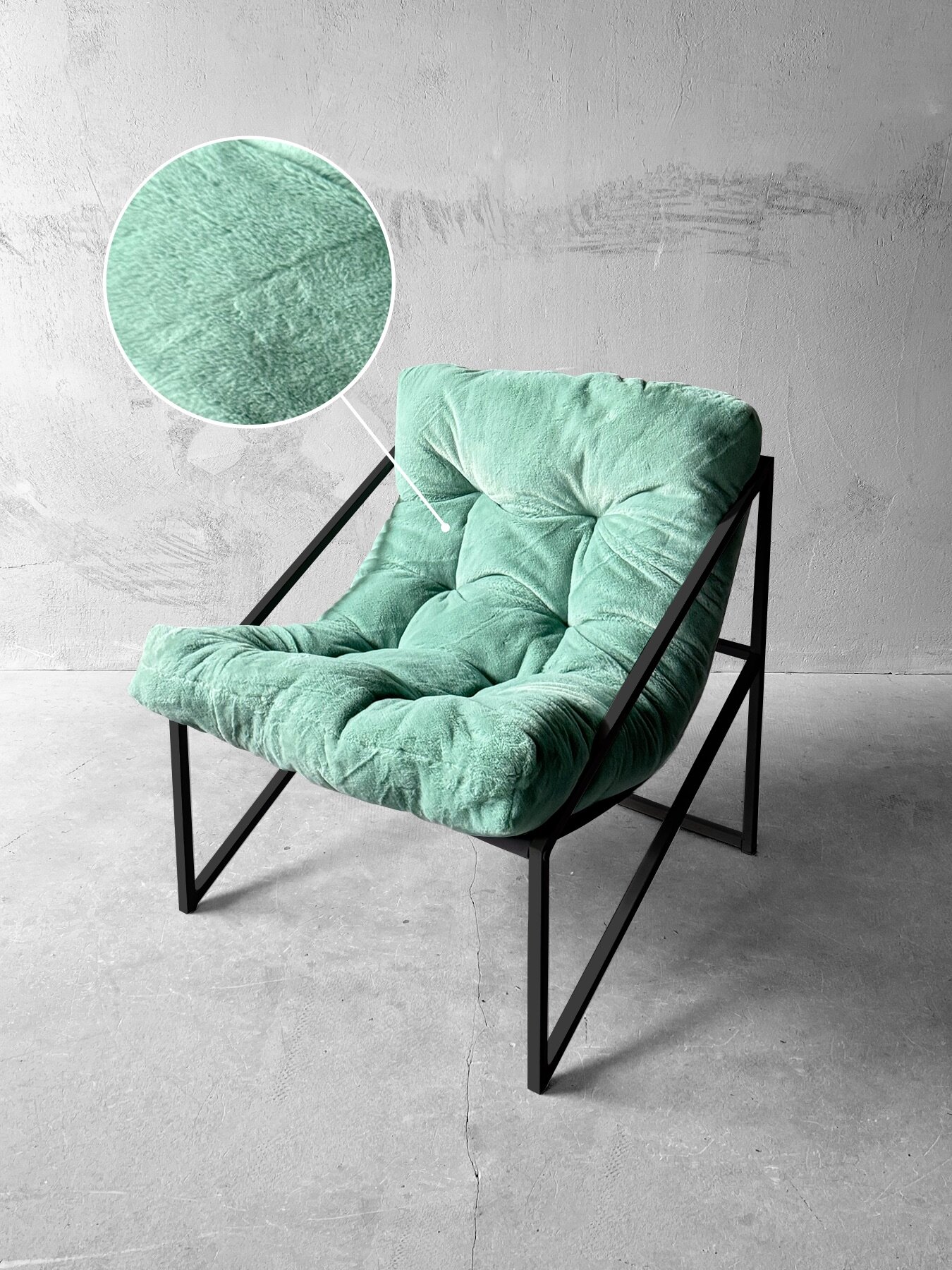 Кресло для отдыха Лофтовик Слэш + мех мятный