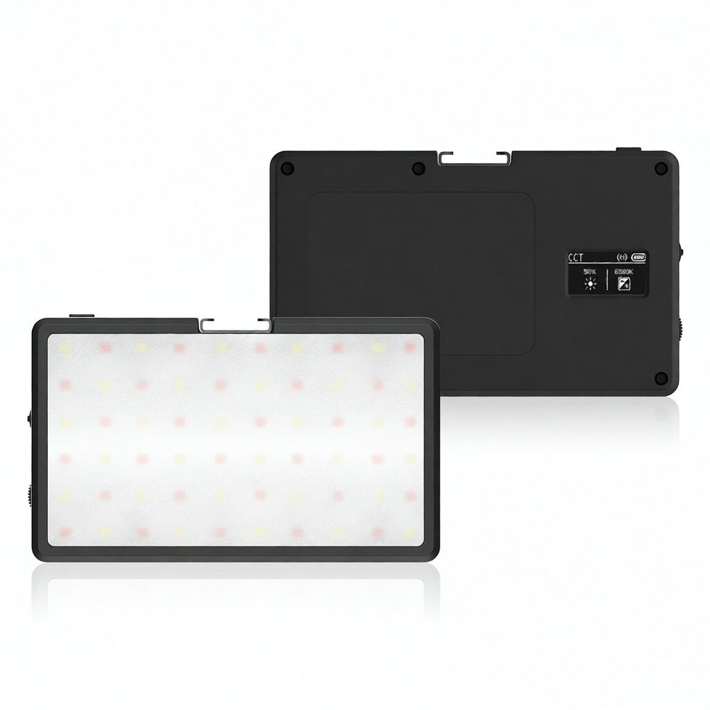 COLBOR PL8R Pocket RGB Video Light 2700K-6500K Photography LED Fill Light Panel Dimmable 37 Scene Lighting Effects Built-in Battery Cold Shoe Mount Magetic Backside APP Control 105pcs LED Beads 5000mAh 12.5*7.5*1.7cm 183g