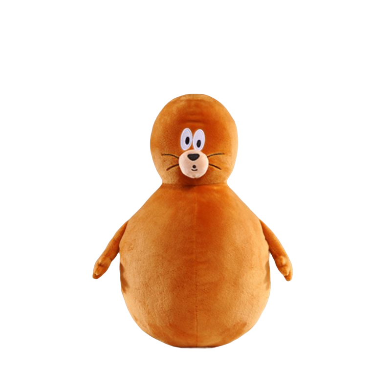 Плюшевые куклы HUGKIS x HUANA Том и Джерри трансформационные, Shape-shifting Jerry Mouse (bowling spherical model) 35cm, brown