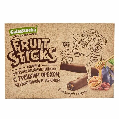 Конфеты шоколадные "Fruit Sticks" с черносливом и грецким орехом 175 г, берестов А. С, УТ-00031675