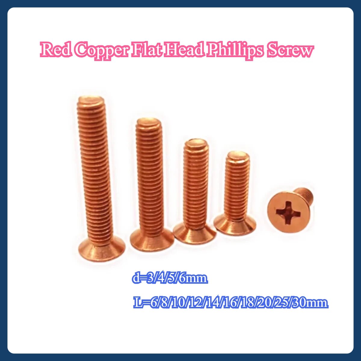 Красные медные винты Phillips M3-M6 20pcs M3x10