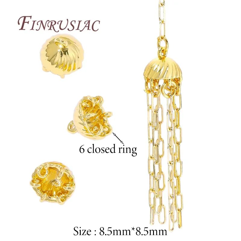 Золотые короны для браслетов FINRUSIAC, 6 штук 2 Pieces, 18K Real Gold Plated