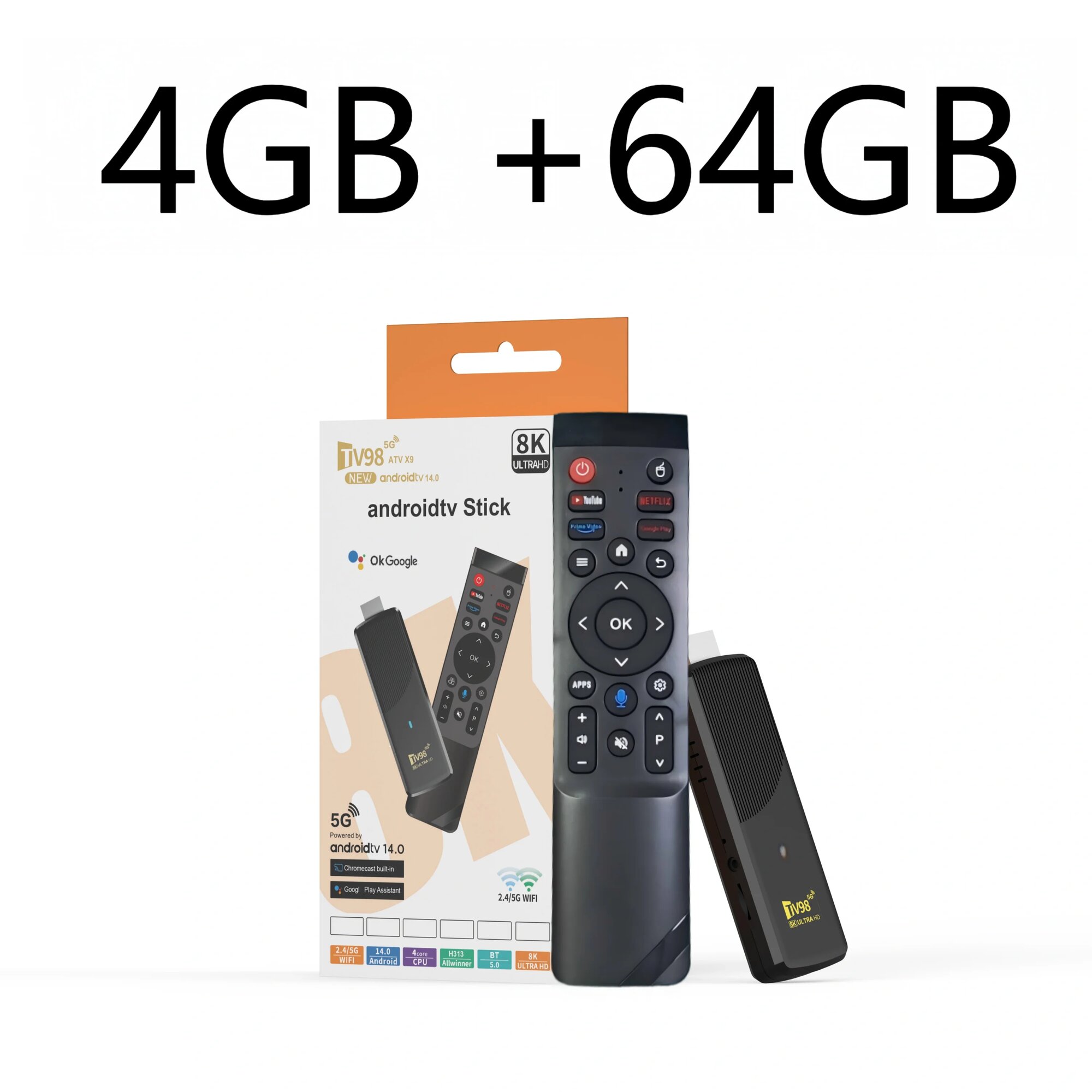 CLIBABIQBOX TV98 ATV X9 Smart TV Stick Android 14 8/128 ГБ tv98atvx964g