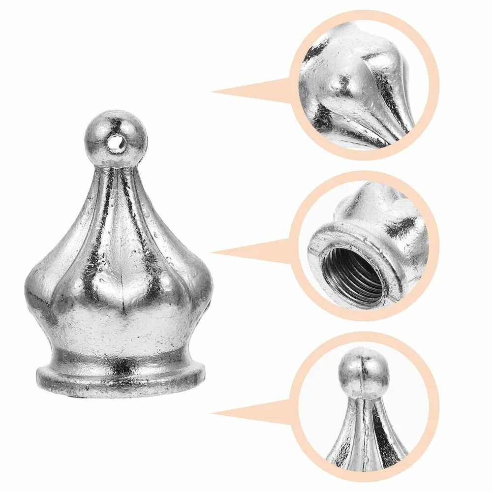 Набор из 4 серебристых декоративных наконечников из цинкового сплава для ламп