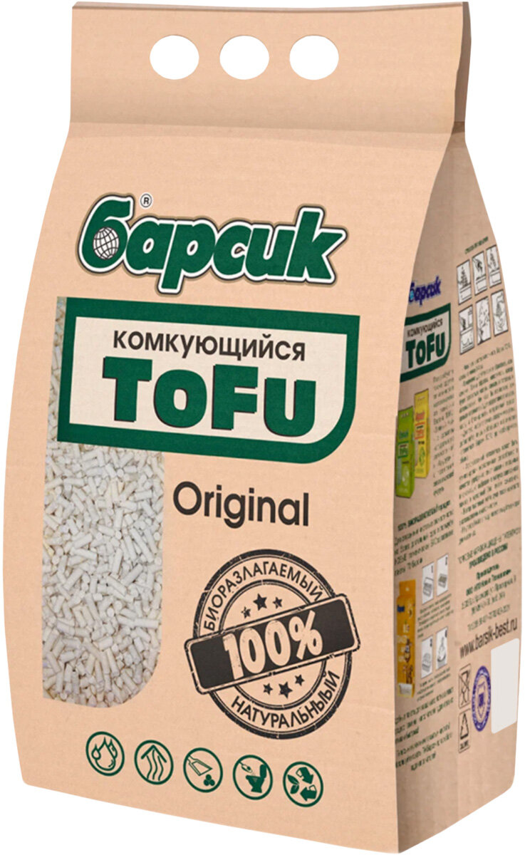 Барсик TOFU Original наполнитель комкующийся для туалета кошек 4,54 л