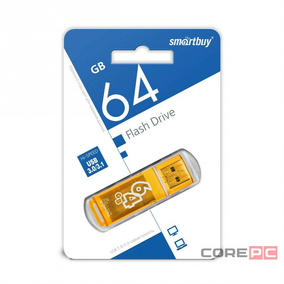 USB флеш накопитель Smartbuy 64GB Glossy series Orange (SB64GBGS-Or)