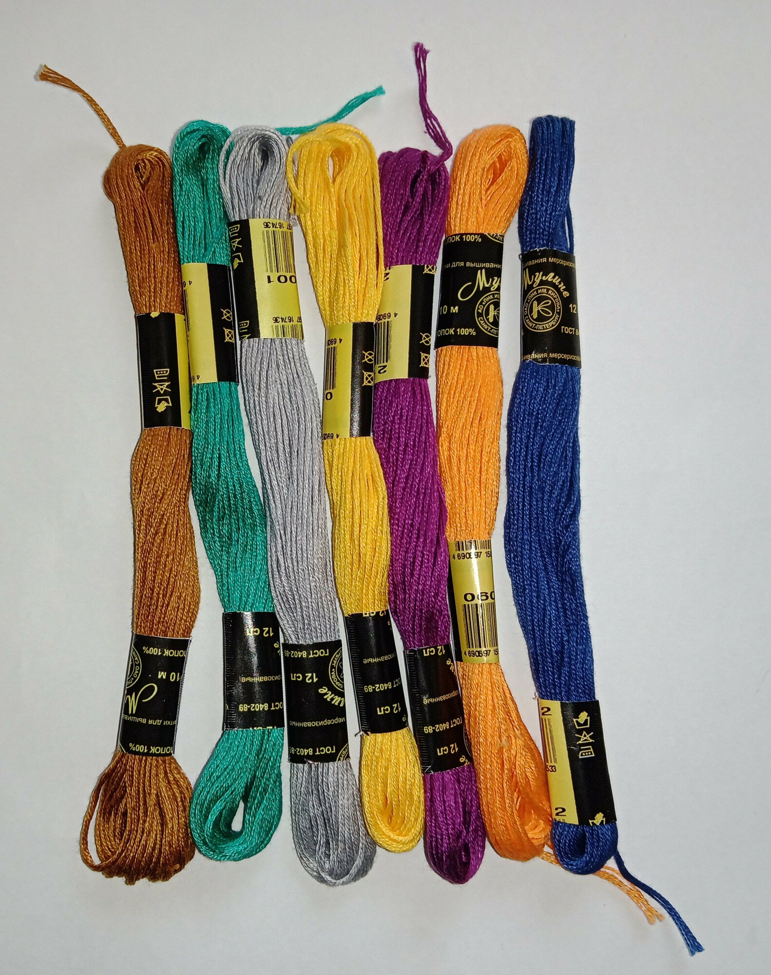 Мулине, 100% хлопок, 10 м, 7 шт.