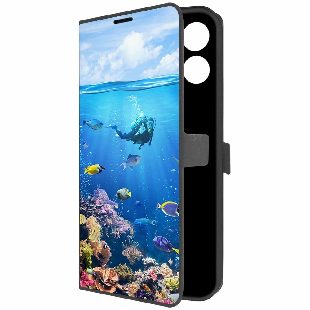 Чехол-книжка Krutoff Eco Book для Realme Note 50 Австралия, Большой Барьерный Риф (черный)