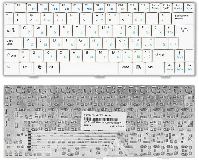 Клавиатура для MSI S1N-1UUS2G1-C54 белая