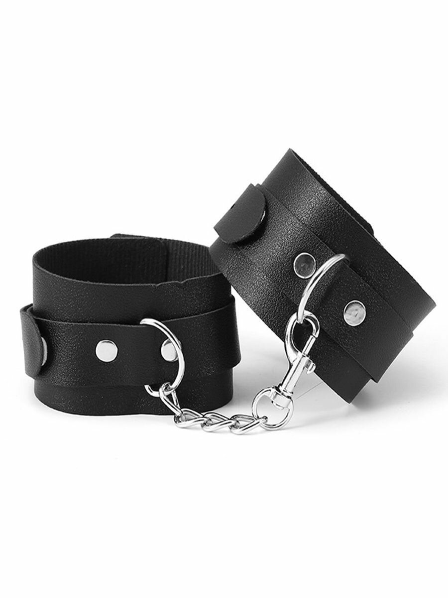 Наручники из экокожи бдсм игрушки 18+ для ролевых игр унисекс