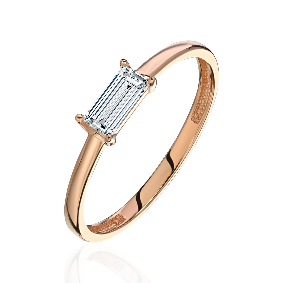 Кольцо, красное золото, 585 проба, фианит