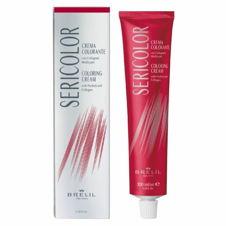 Краска для волос Brelil Professional Sericolor Coloring Cream, Перманентный краситель, 6.66