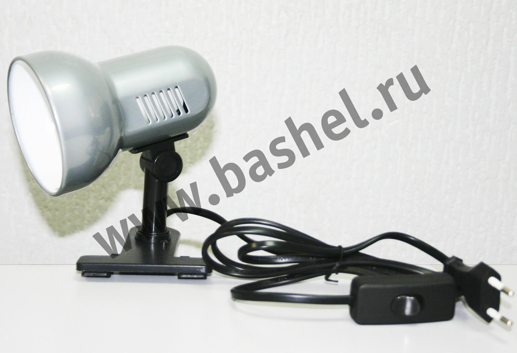 Светильник на прищепке Camelion H-035 C03 40W E27 металл/пластик серебро