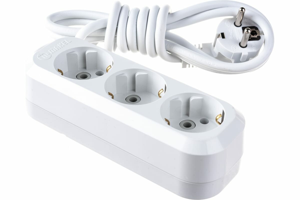 Makel 132 MGP132 удлинитель с заземлением 3x2 м, евро-штекер, сетевой кабель