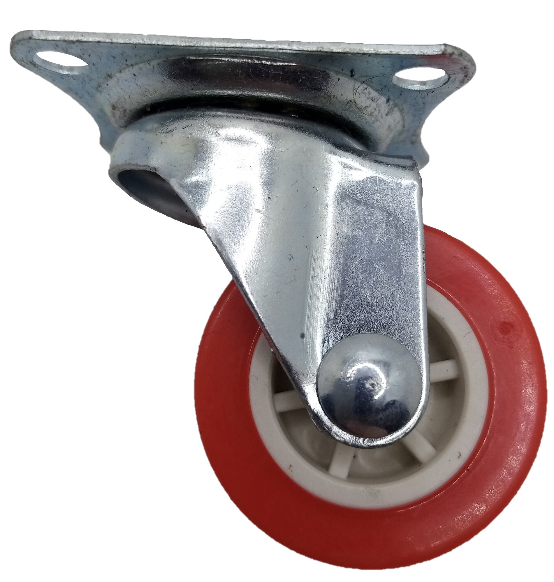 Колеса для мебели 38мм поворотное красный пластик (ПВХ)