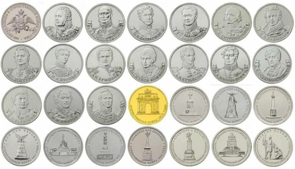 Россия 2012 Бородино - набор 28 монет