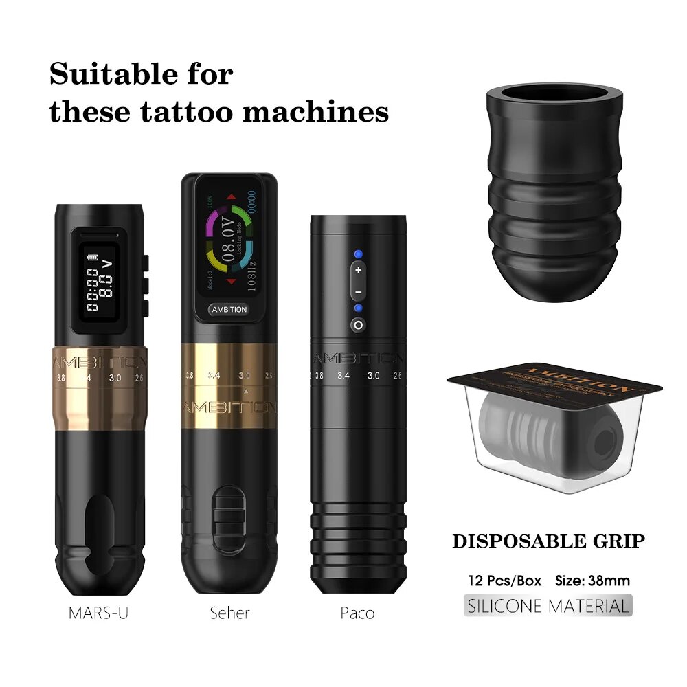 Одноразовые захваты для тату Ambition E4-38mm, 12шт
