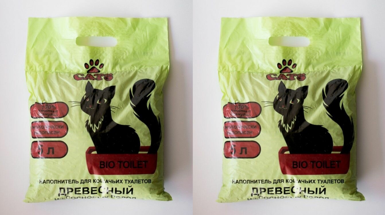 Наполнитель для кошачьего туалета "КотЛета" древесный из сосновых пород 5л х 2 штуки