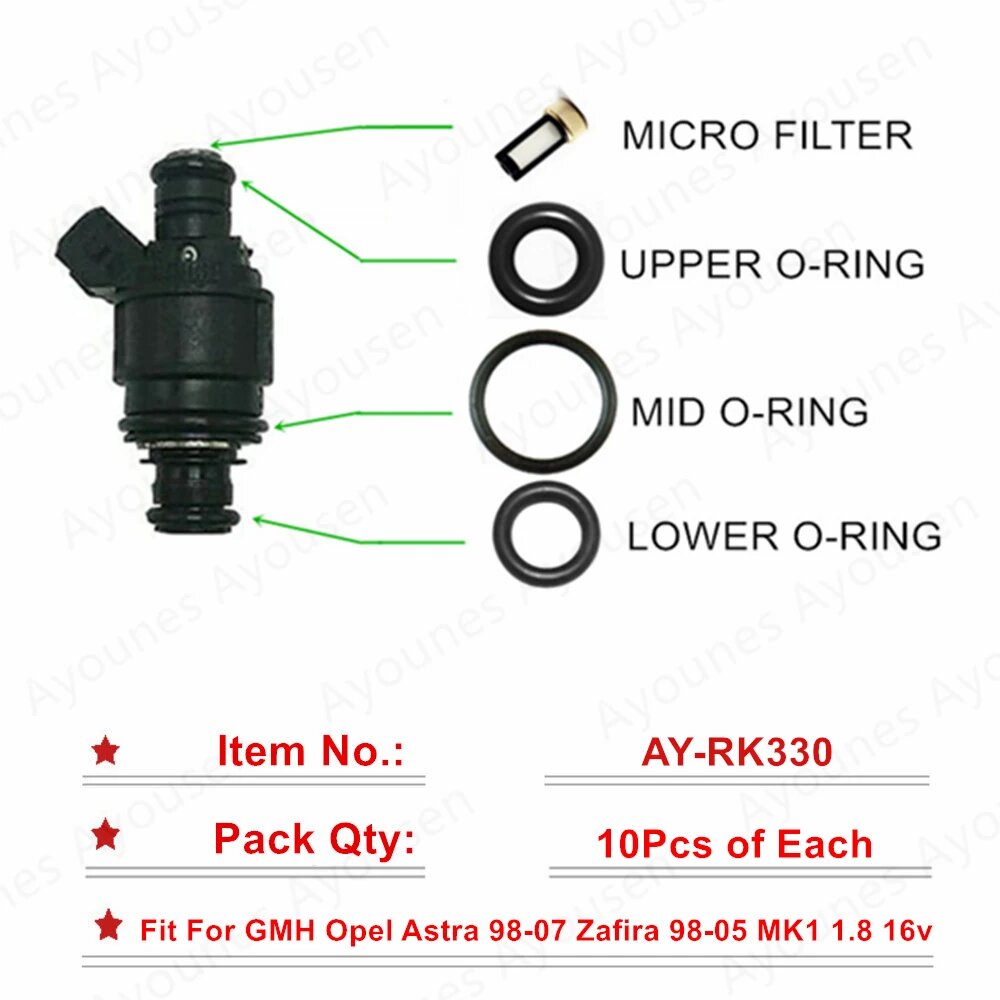 10 компл./40 шт. комплекты для ремонта топливных форсунок для 90536149 5WK93151 Opel 1,8 16V X18XE1 Z18XE Z18XEL 817456