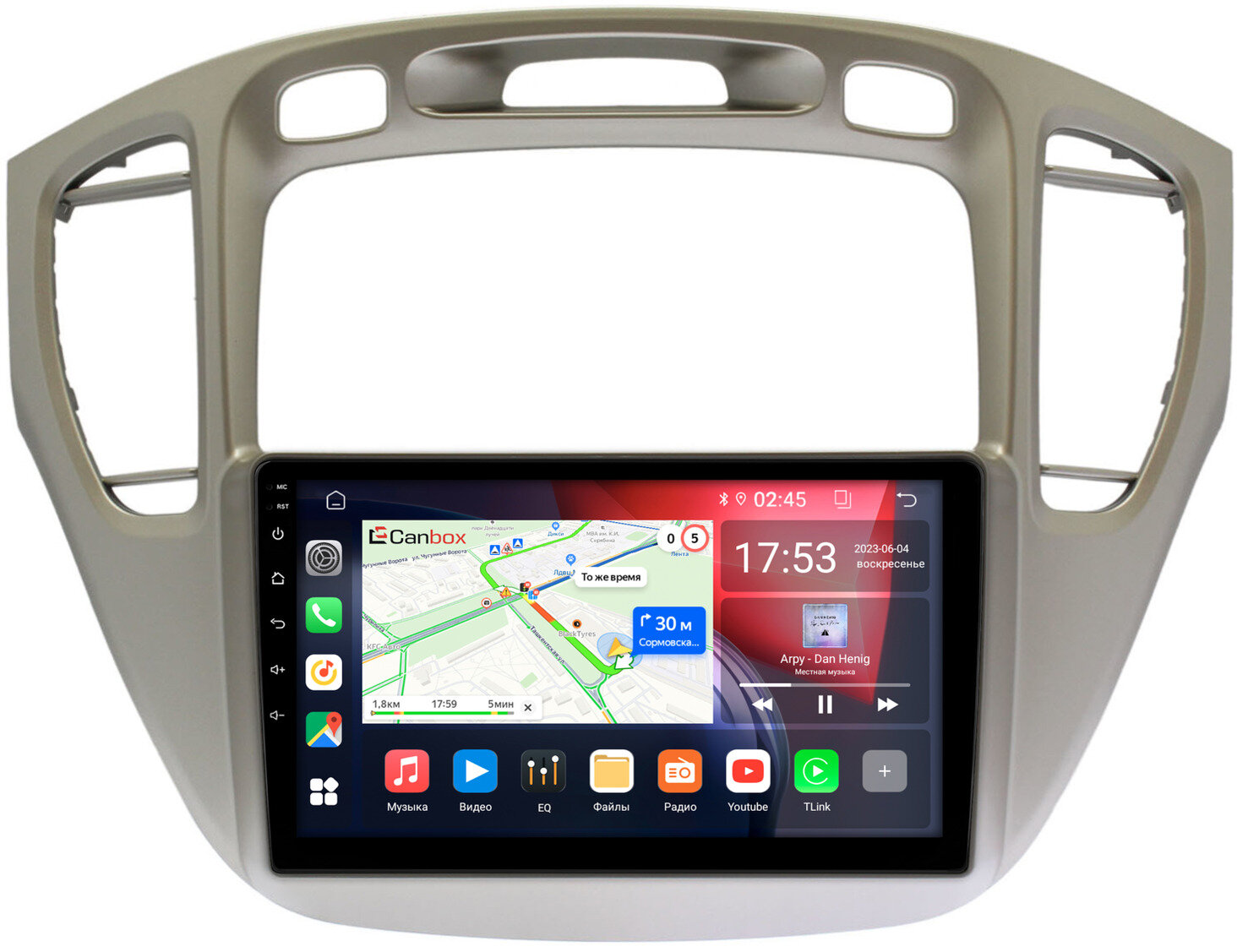 Штатная магнитола Canbox GT9-409 для Toyota Highlander (U20), Kluger (XU20) 2000-2007 на Android 10 (IPS, DSP, CarPlay)