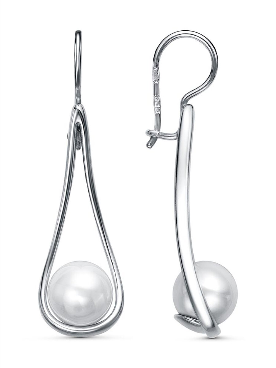 Серьги, серебро, 925 проба, жемчуг имитация