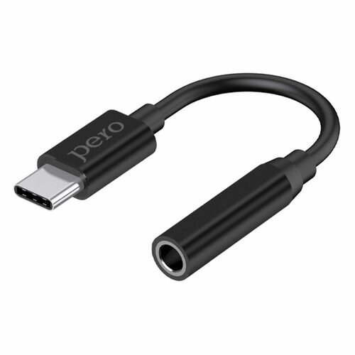 Переходник PERO AD09, USB Type-C (m) - Jack 3.5 (f), 0.1м, черный