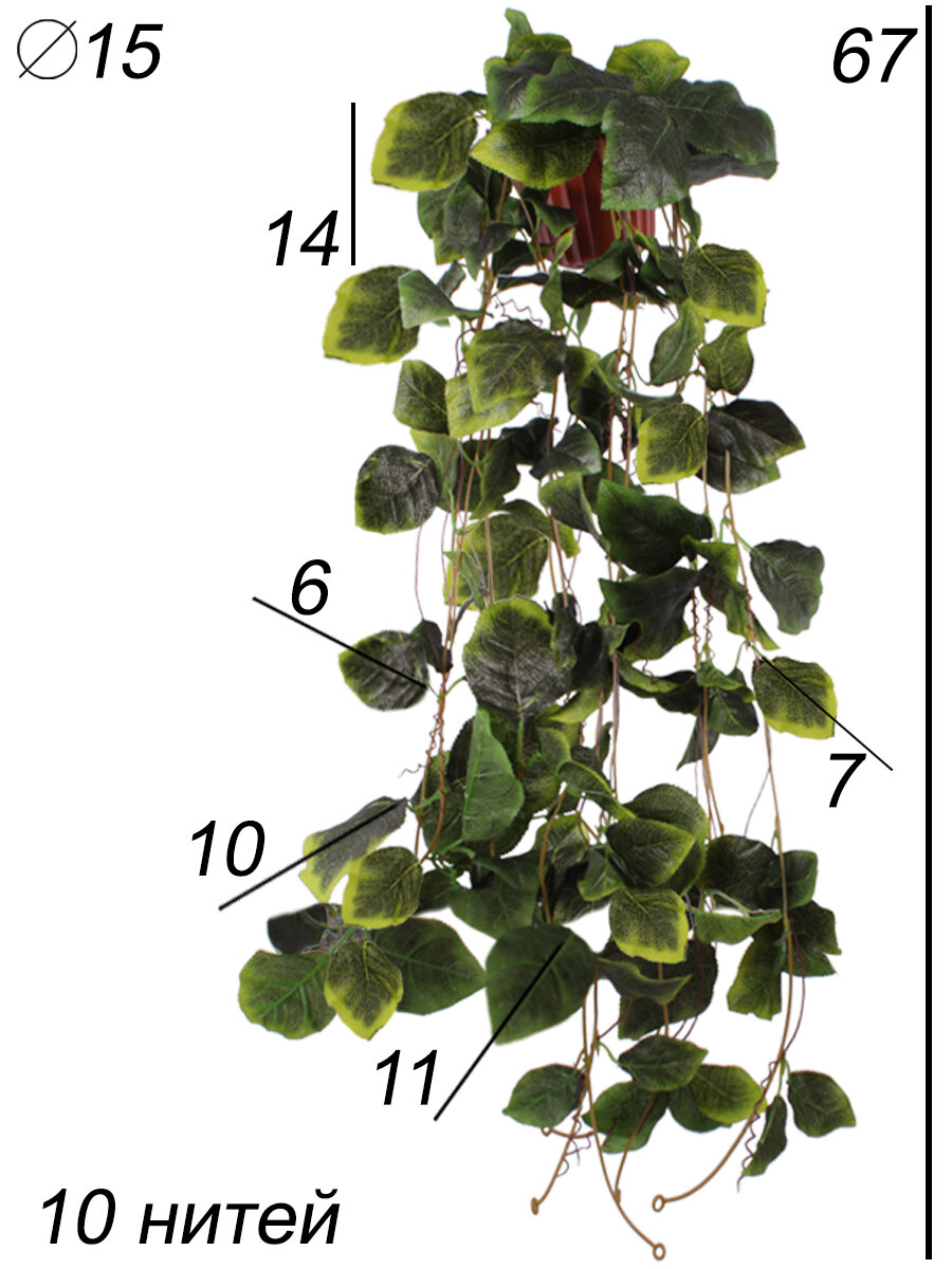 Искусственная лиана от бренда Holodilova в настенном кашпо, зеленая