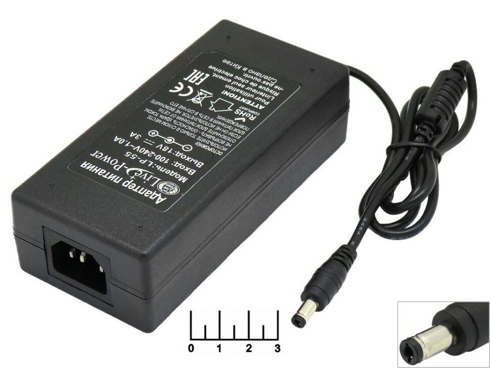 Блок питания 18V 3A LP-55 импульсный (5.5*2.5) без шнура (C13)