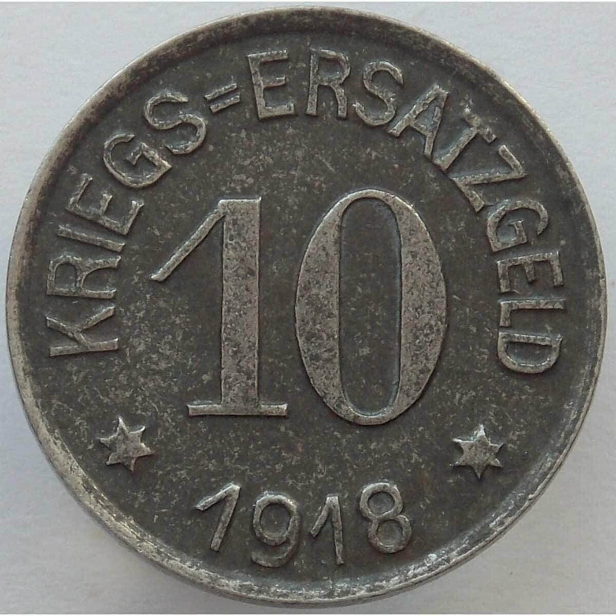 Германия Нотгельд 10 пфеннигов 1918 Железо Крефельд (J05.19) арт. 16004