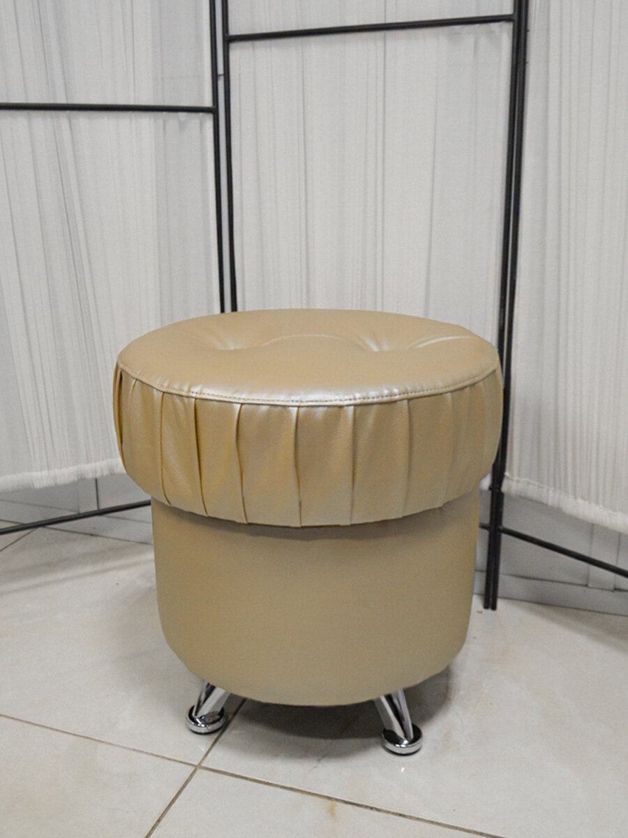 Прочный круглый пуфик на ножках для прихожей 105, Искусственная кожа, 46х46х46 см.