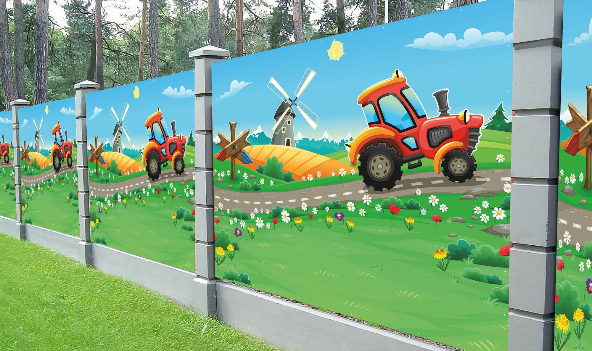 Фотосетка для забора, фасада Фотофасад с люверсами 3 х 2,4 м