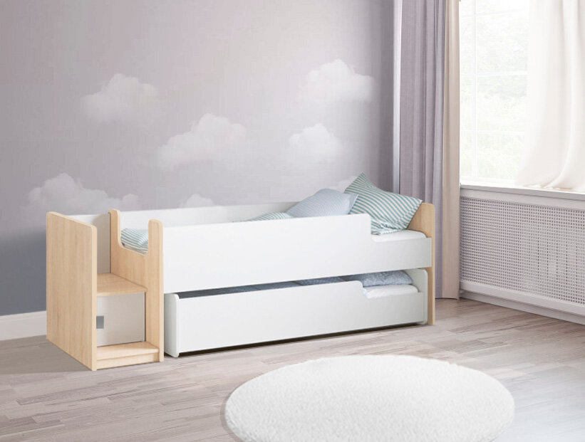 Детская выкатная кровать Л-К302.41 Дуб Молочный Белый