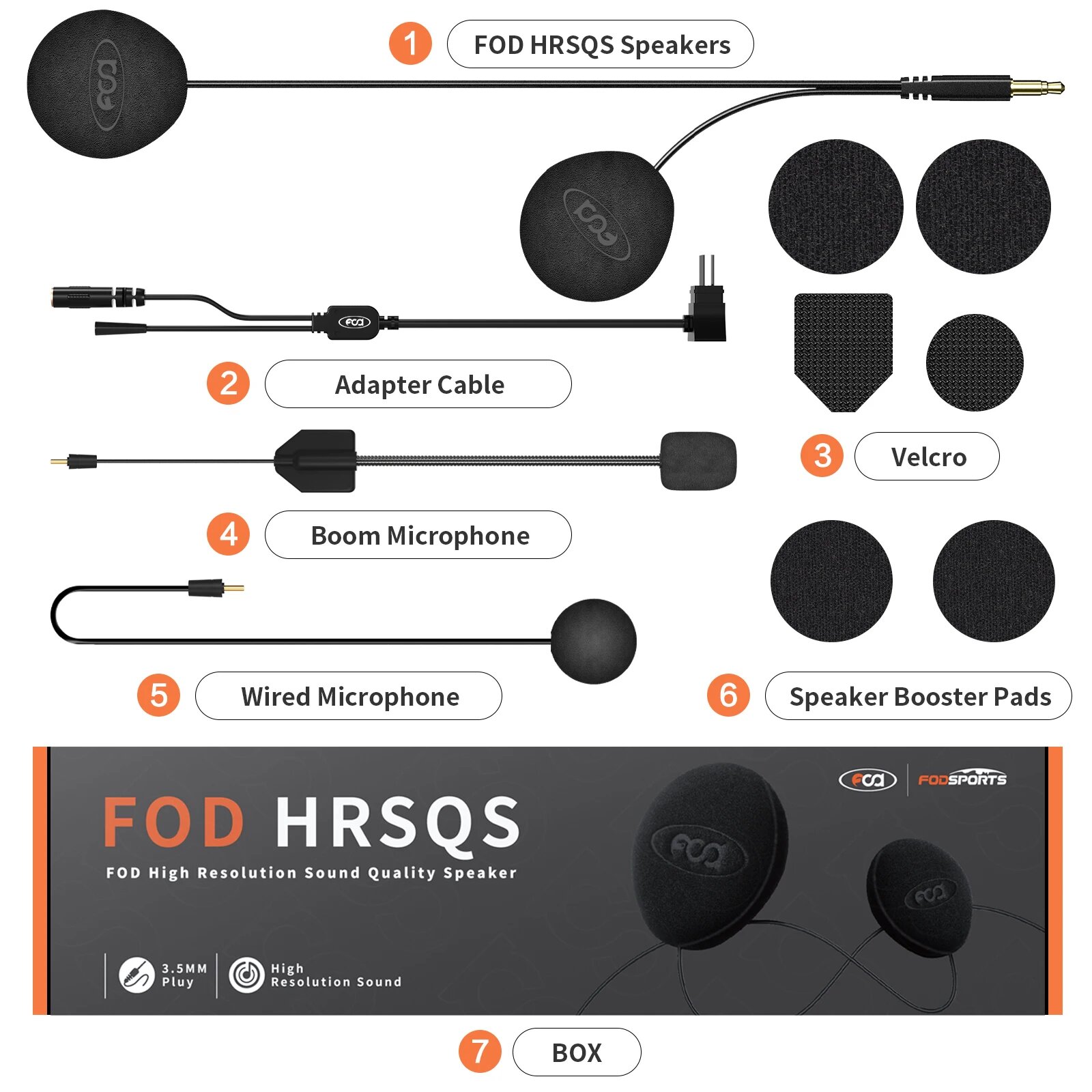 Fodsports FX7 Mesh аксессуары для мотоциклетных домофонов HRSQS динамик наушники с микрофоном для интерком FX7