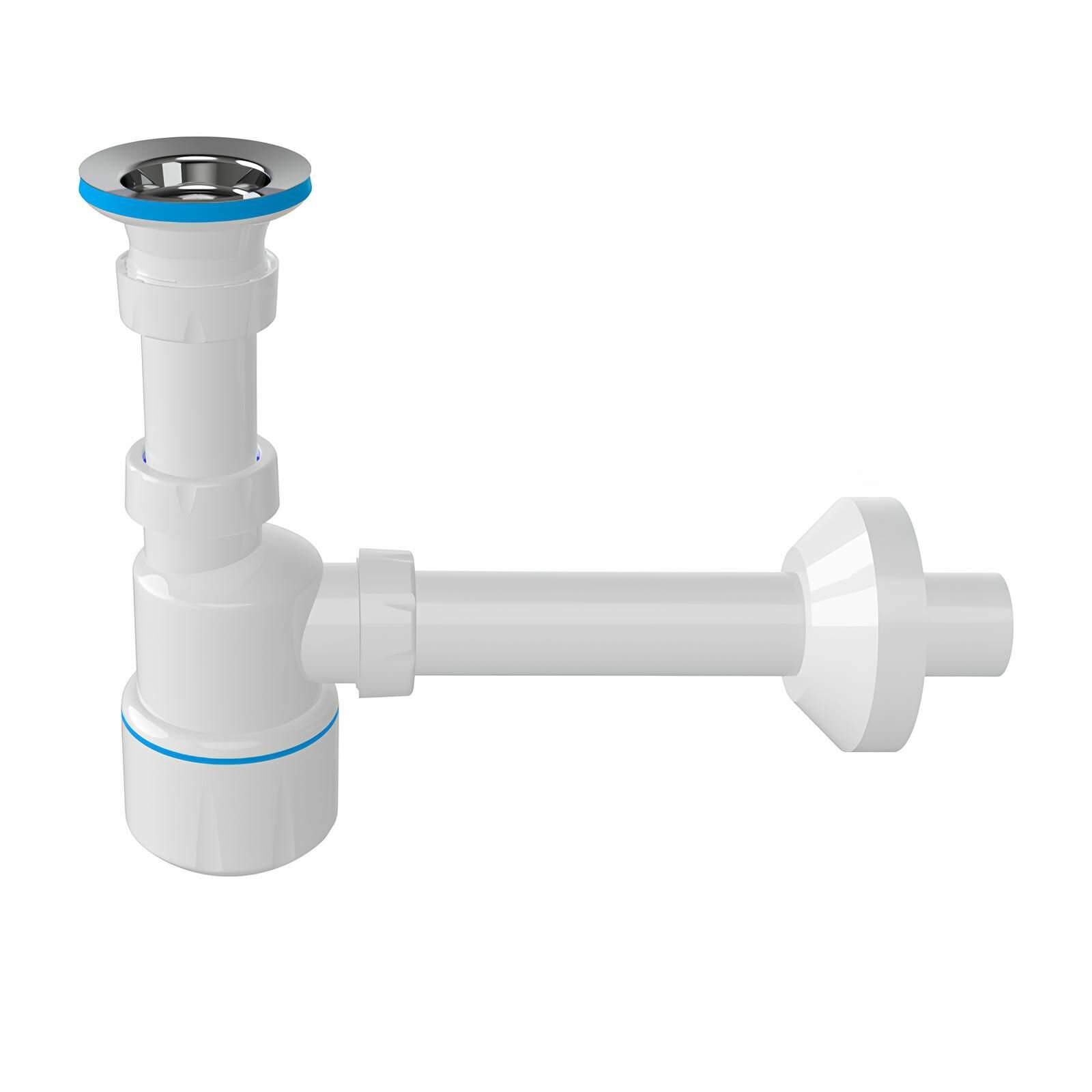Сифон для умывальника с разборным выпуском 64 мм, Aquanova, хром, белый