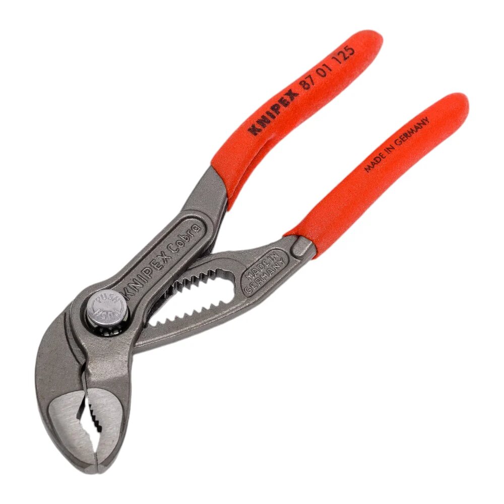Переставные клещи Knipex Cobra, 27 мм (1"), 125 мм, серые, 1К ручки, KN-8701125SB, 27 мм