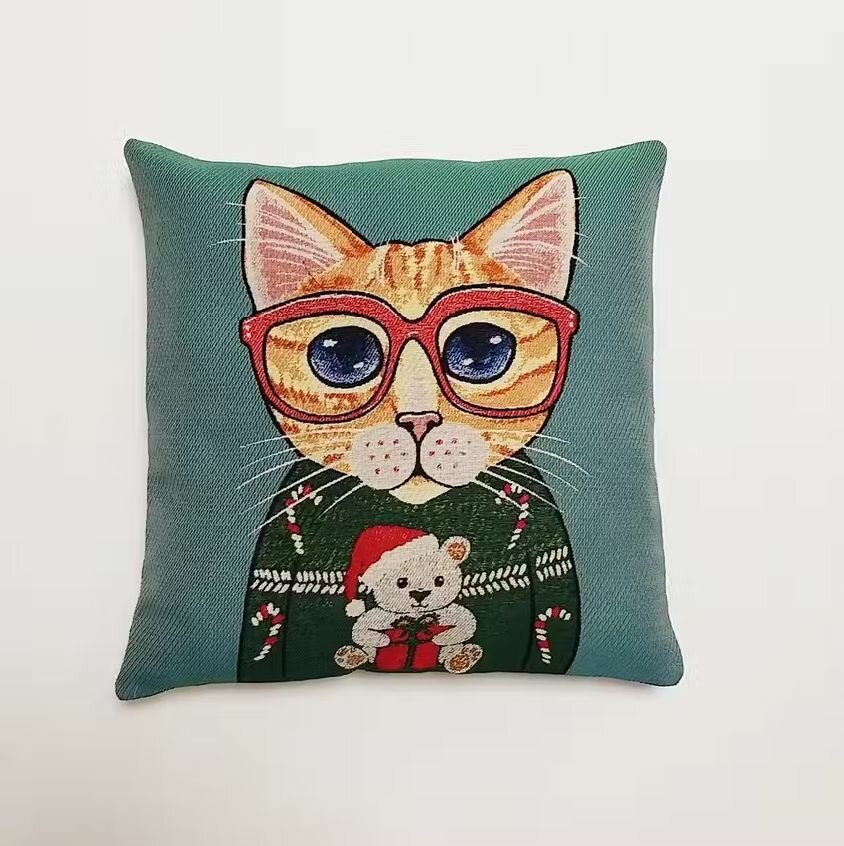 Чехол для подушки Кот Умный 40х40 велюр