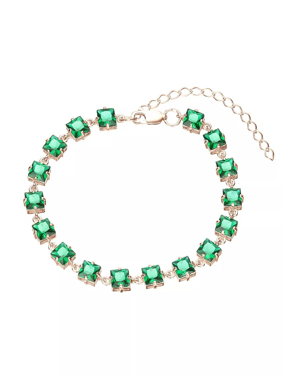 Браслет, красное золото, 585 проба, изумруд, бриллиант, изумруд синтетический