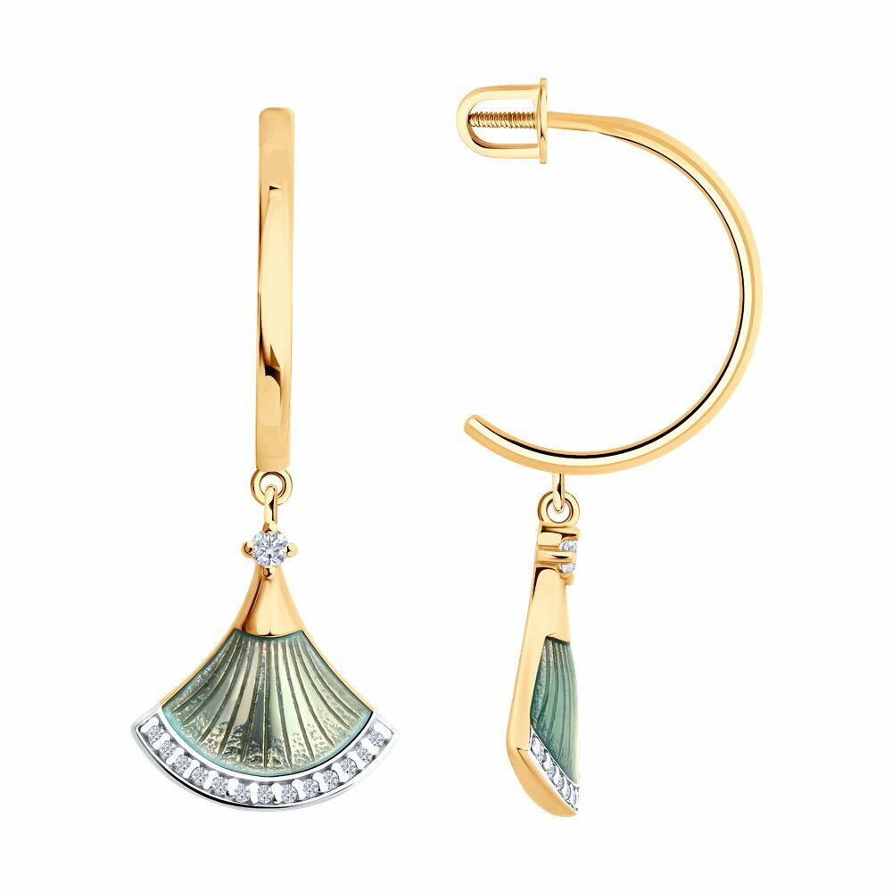 Серьги, серебро, 925 проба, фианит, эмаль