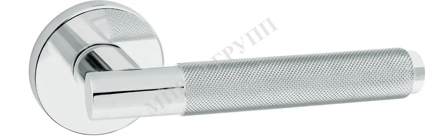 Дверная ручка Fratelli "UNA X" 7 FS на круглой розетке полированный хром